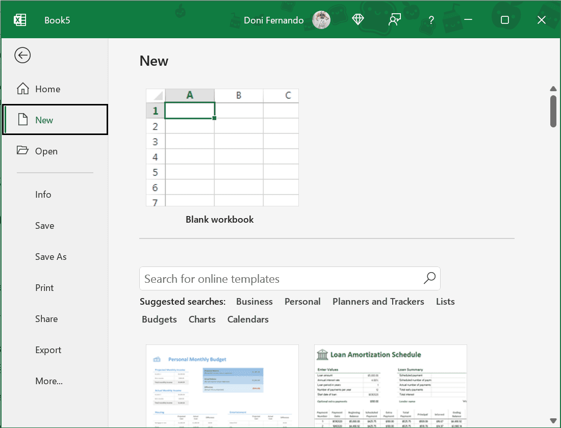 Bagian-bagian Backstage Microsoft Excel dan Fungsinya